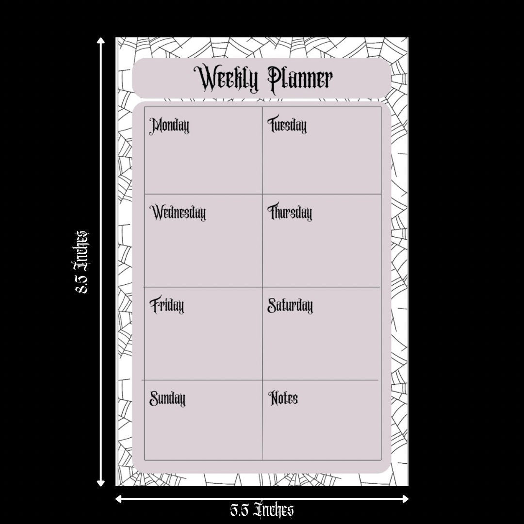 Gothic Weekly Planner Pad – LD Nails